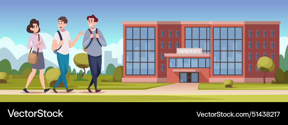 University outdoor student spent time relaxing Vector Image