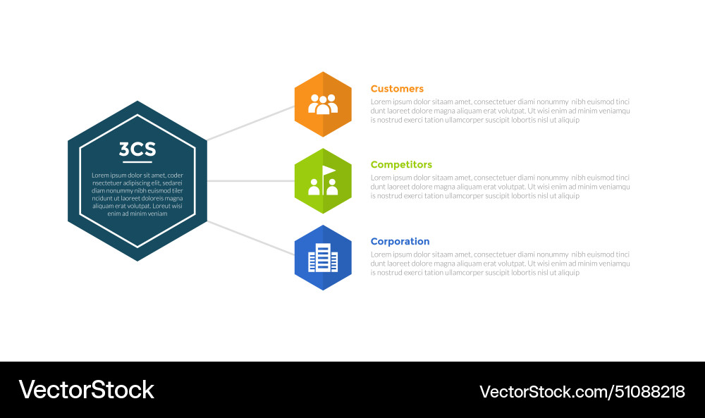3cs marketing model infographics template diagram Vector Image