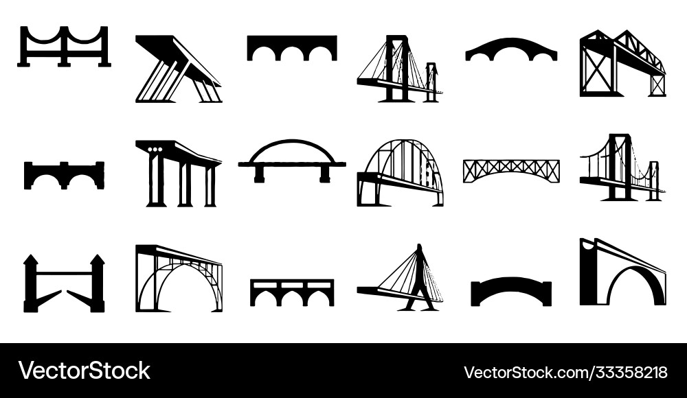 Bridge icon set various bridges Royalty Free Vector Image
