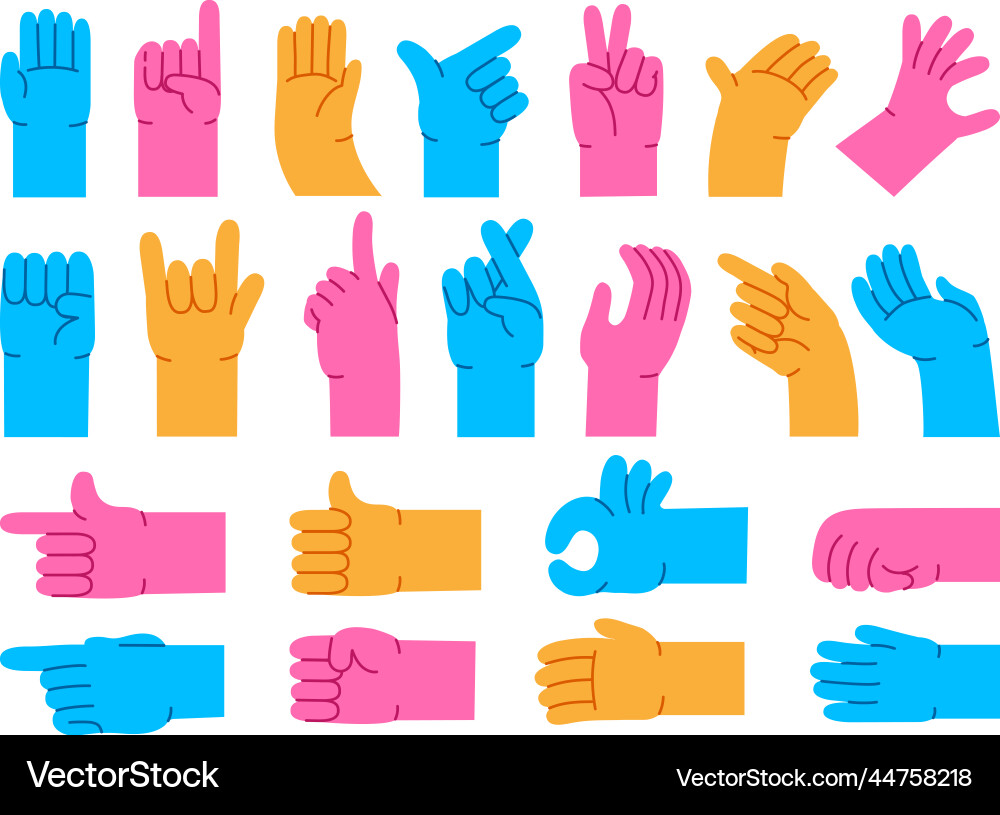 Diverse Cartoon Hand Gestures Royalty Free Vector Image