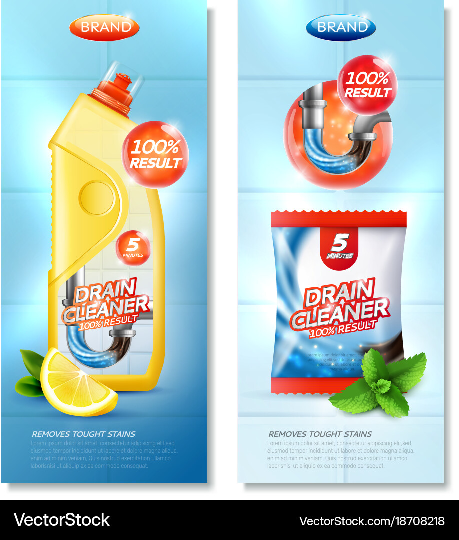 Drain cleaner vertical posters Royalty Free Vector Image