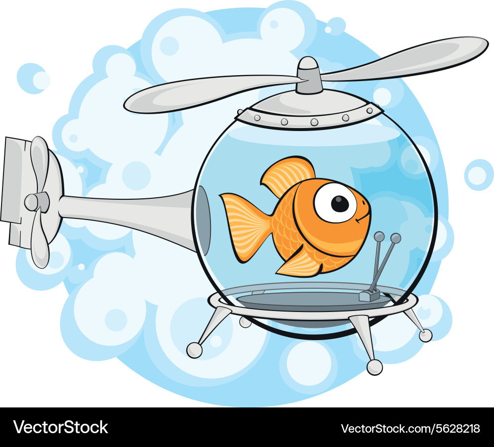 Gold fish in helicopter Royalty Free Vector Image