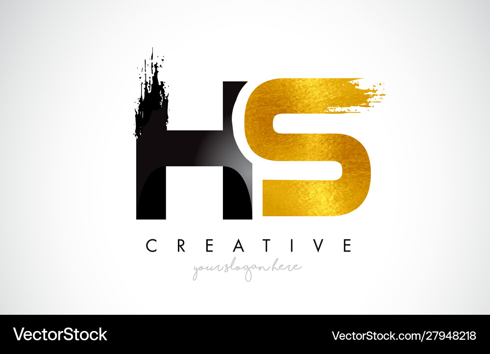 Hs letter design with brush stroke and modern 3d Vector Image