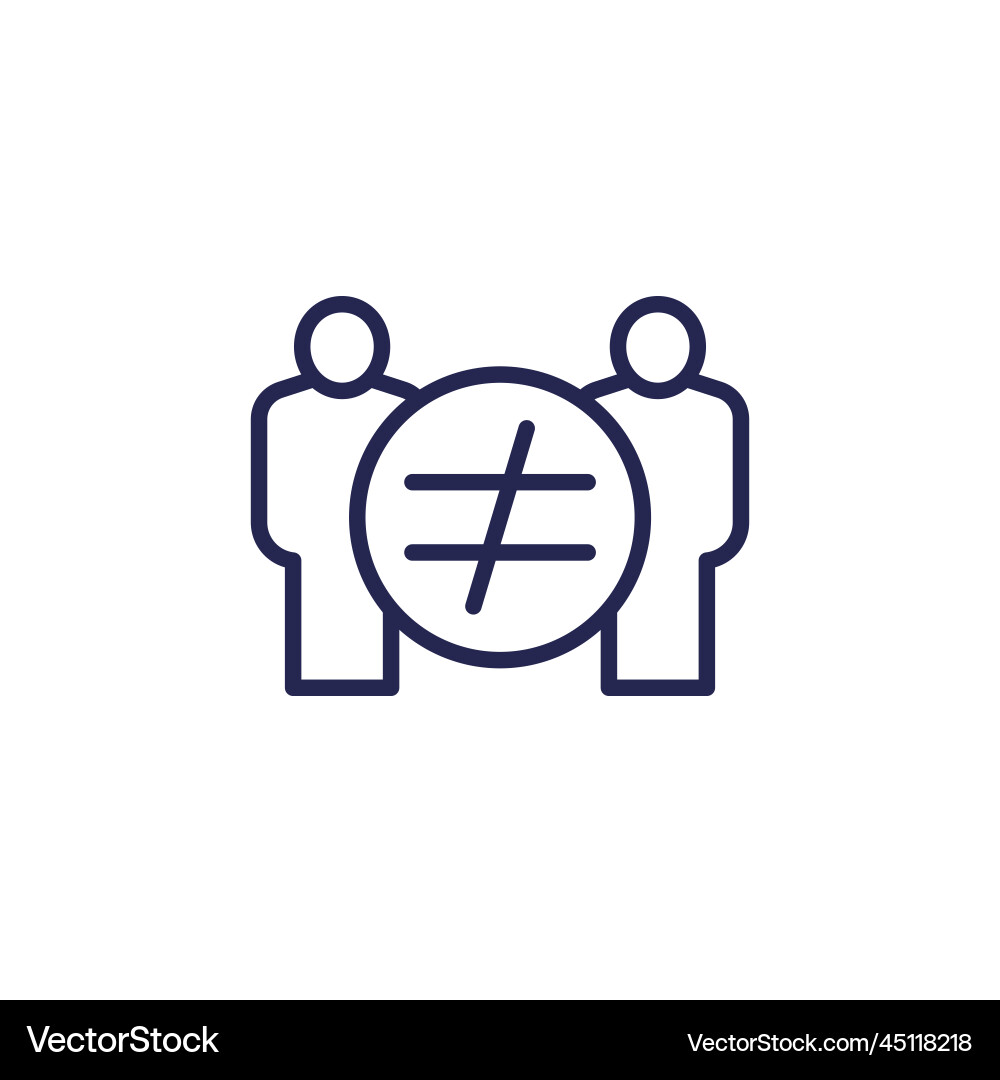 Inequality or discrimination line icon Royalty Free Vector