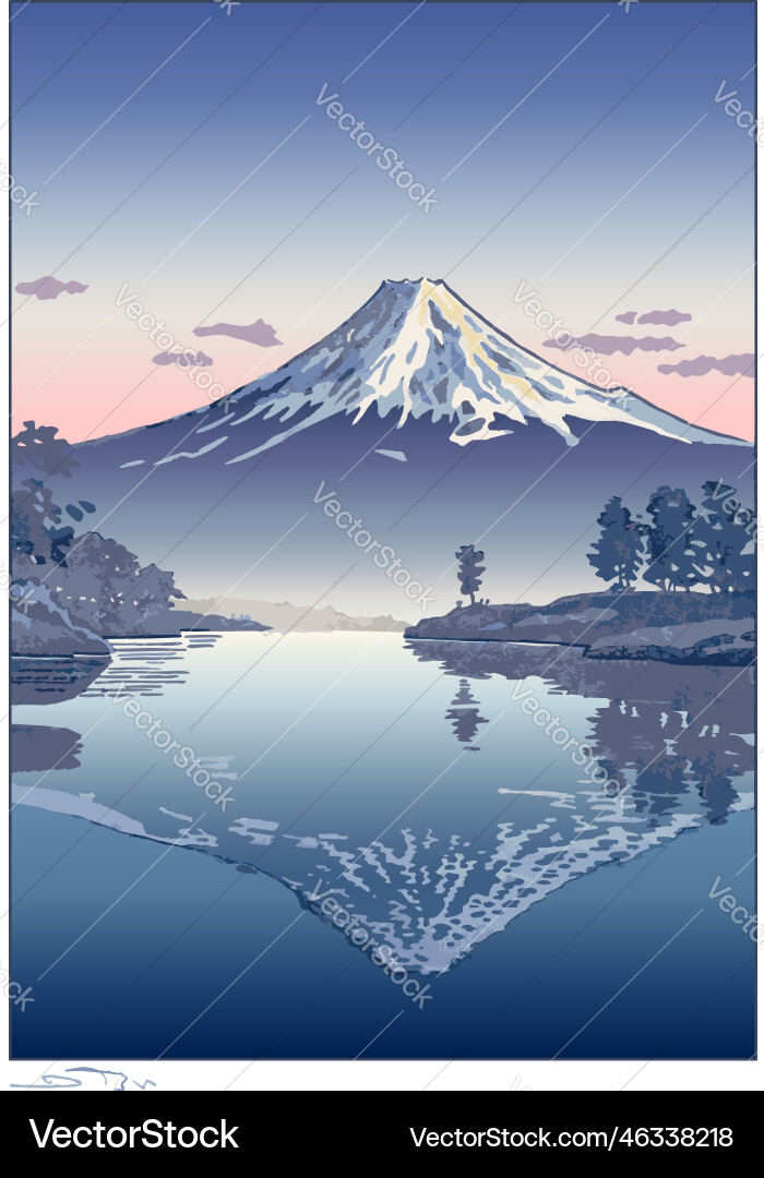 Mount fuji from tago bay Royalty Free Vector Image