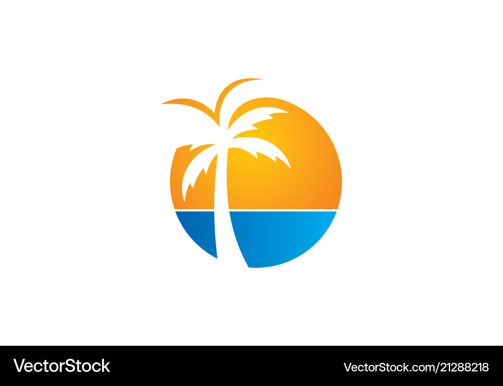 Palm tree beach icon logo Royalty Free Vector Image