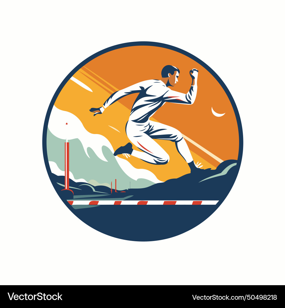 Retro style of a marathon runner running viewed Vector Image
