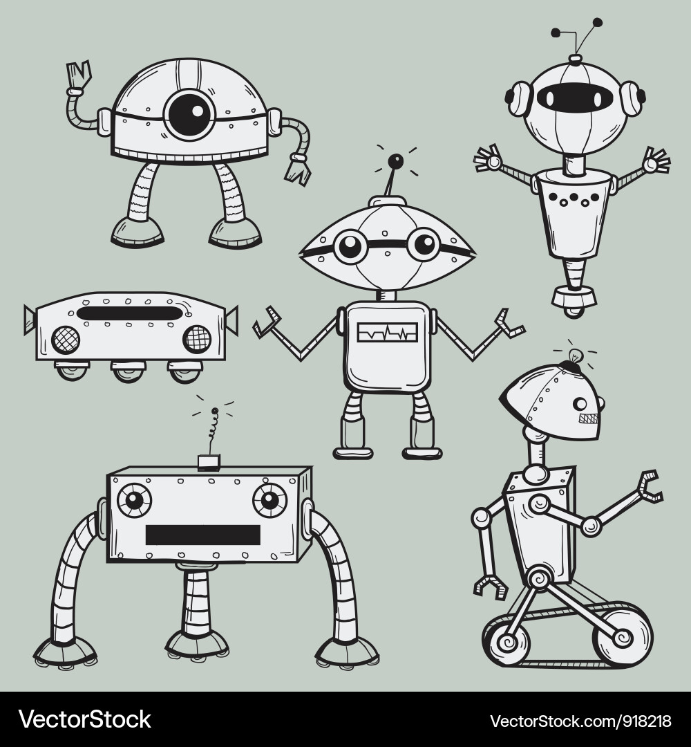 Robots collection Royalty Free Vector Image - VectorStock