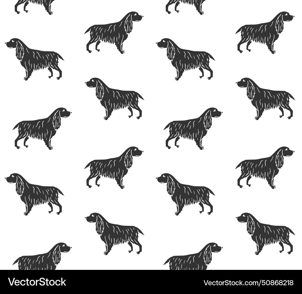 Seamless pattern of hand drawn spaniel dog Vector Image