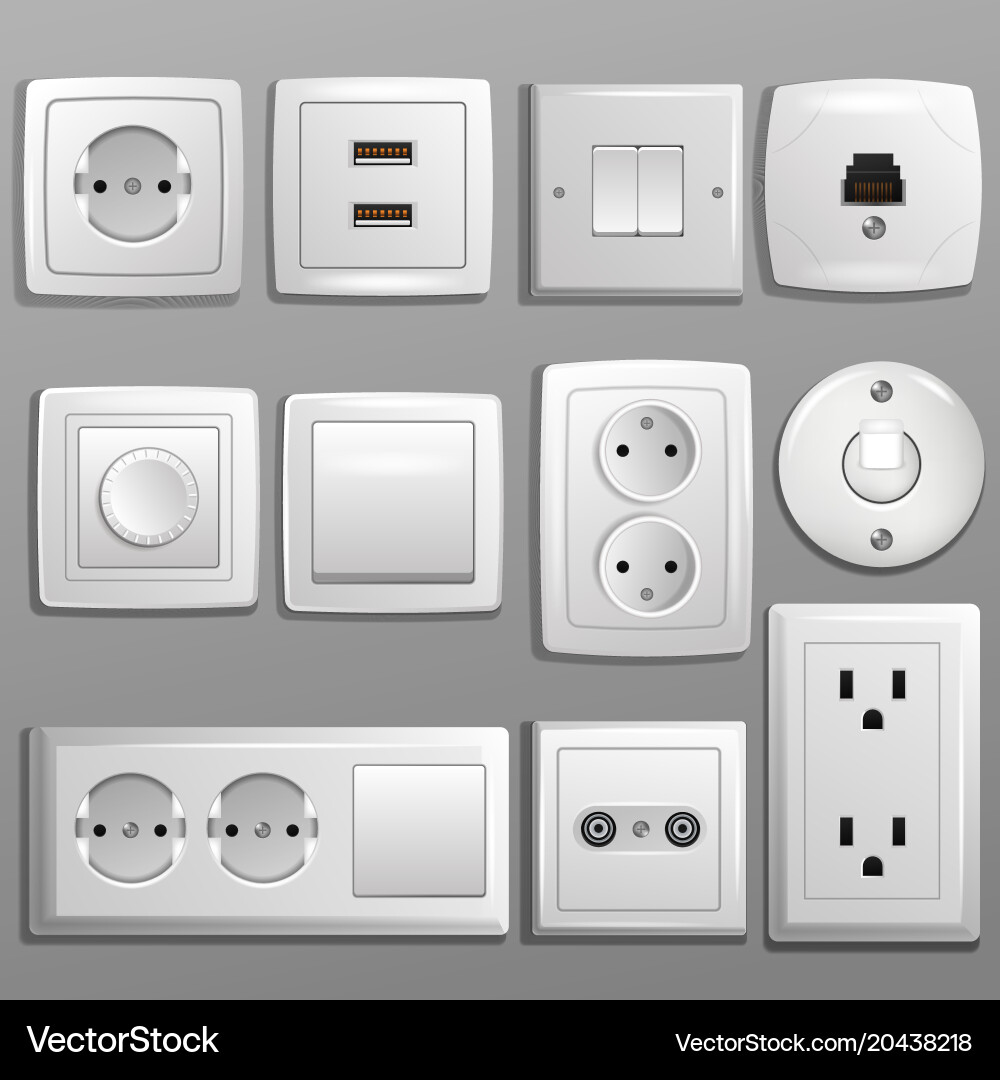 Socket and switch electrical outlet Royalty Free Vector