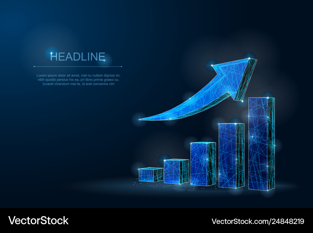 Abstract polygonal growth chart with climbing Vector Image