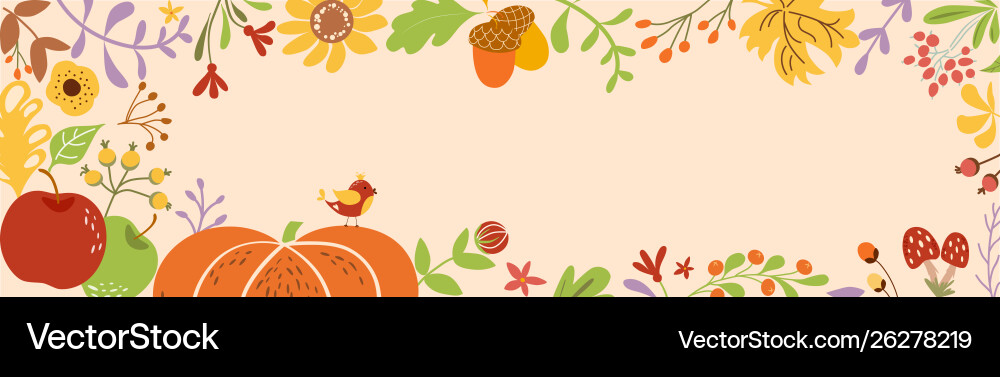 Autumn border horizontal decorated pumpkin fall Vector Image