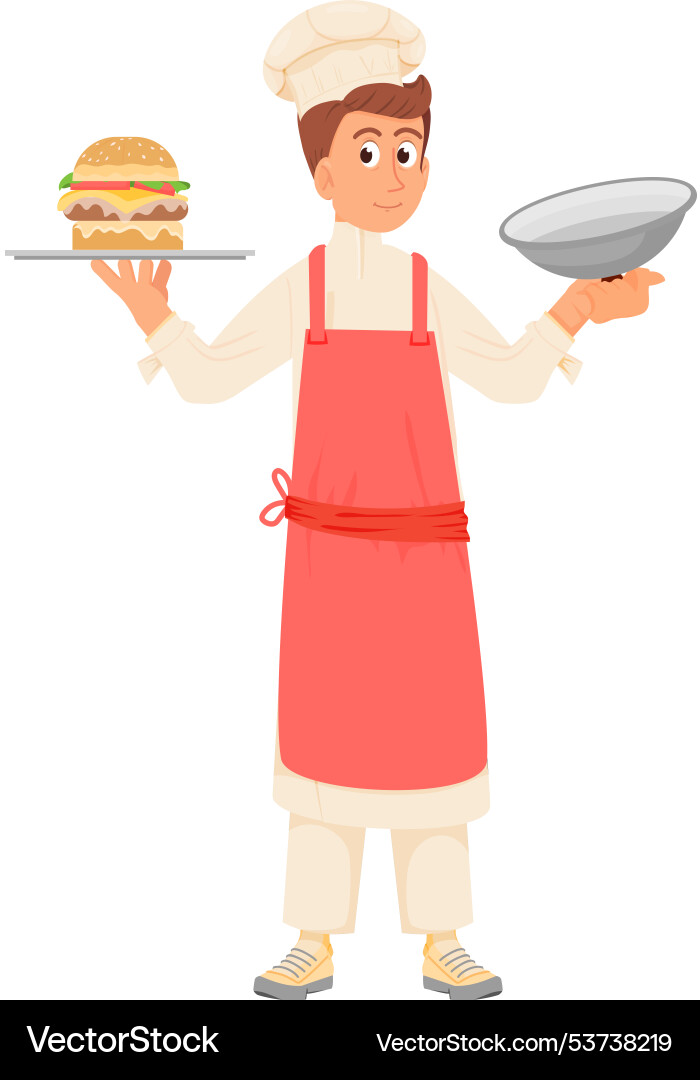 Chefkoch Burger Restaurant Arbeiter Cartoon Vektorbild