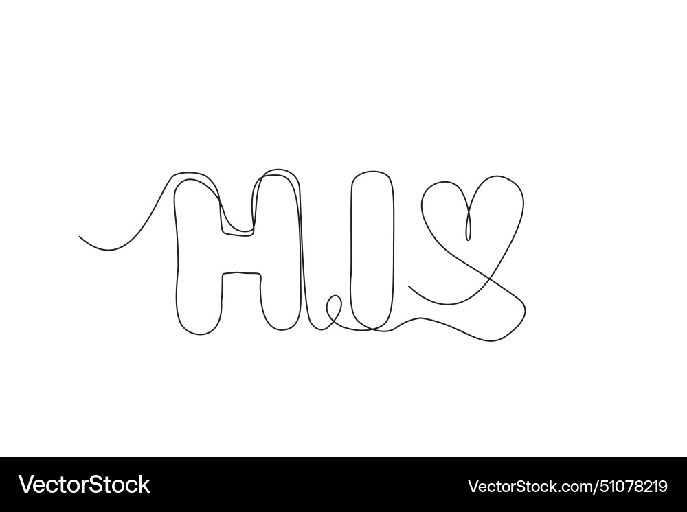 Continuous line hi icon monoline greeting symbol Vector Image