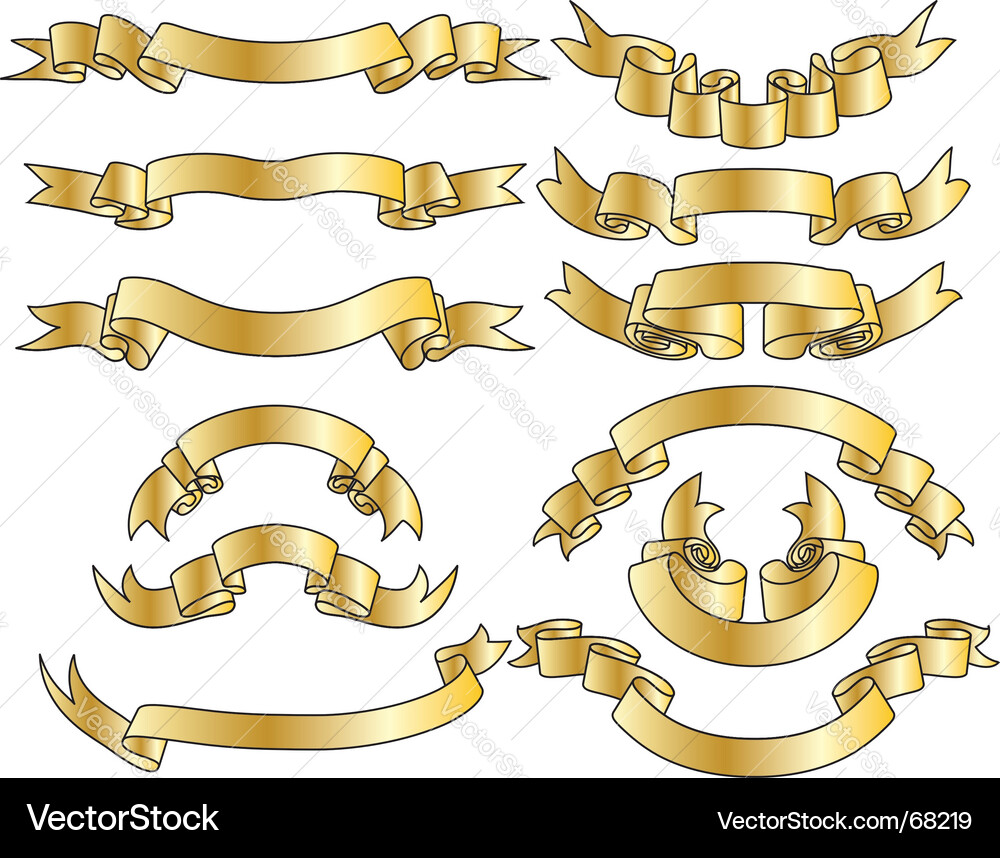 Gold ribbons set Royalty Free Vector Image - VectorStock