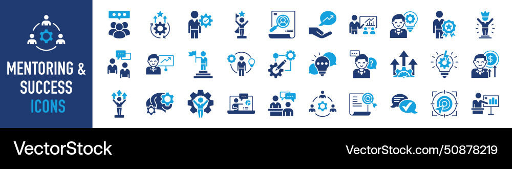 Mentoring and success icon set Royalty Free Vector Image