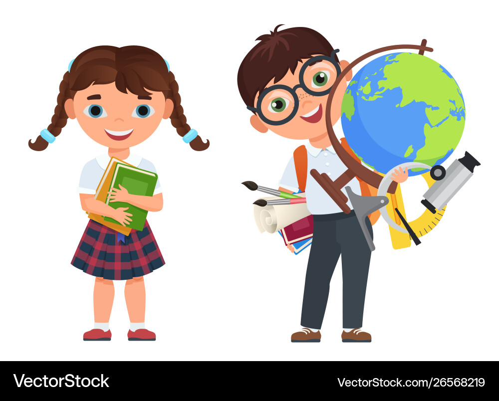 Smiling Kids with School Supplies Royalty Free Vector Image