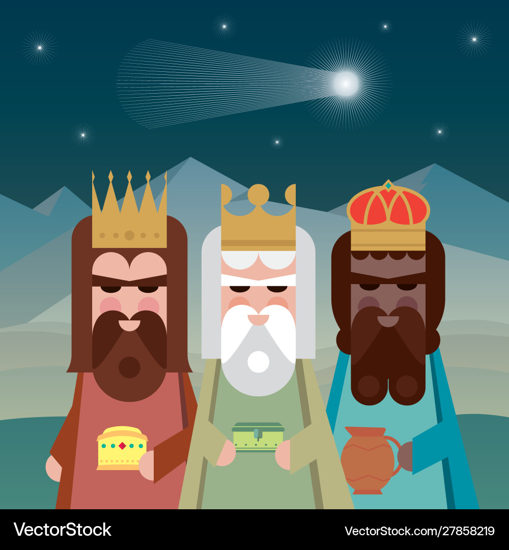 Three magic kings orient cartoons Royalty Free Vector Image