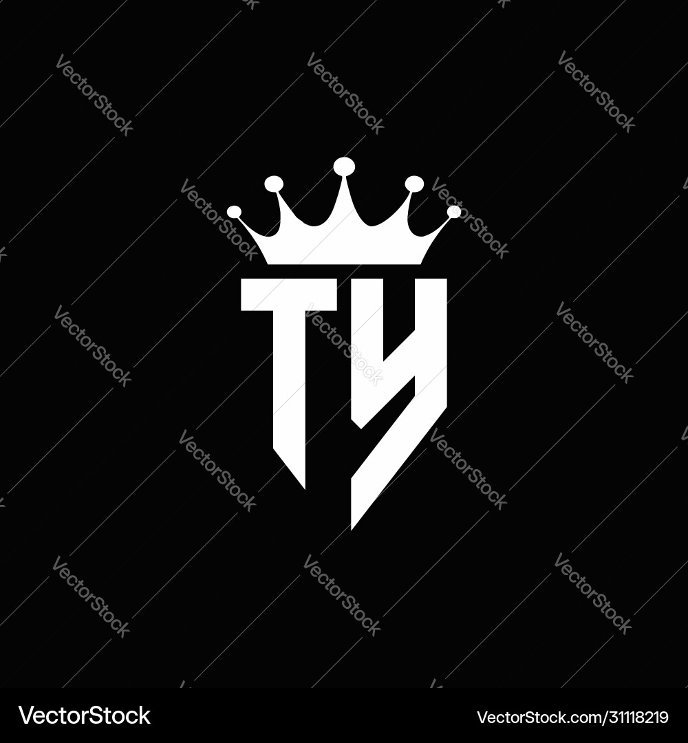 TY Monogram Logo with Crown Royalty Free Vector Image