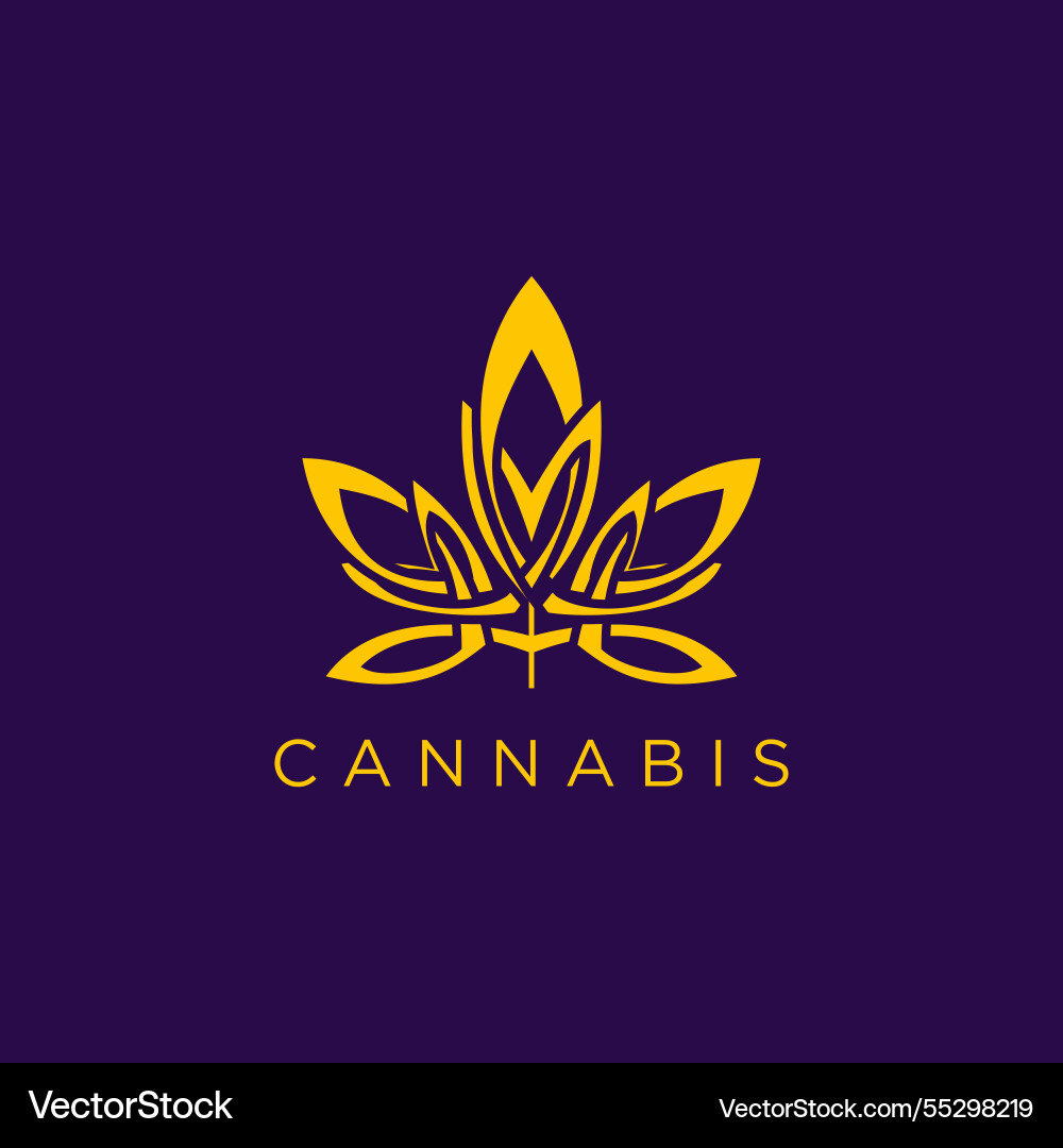 Yellow cannabis leaf Royalty Free Vector Image