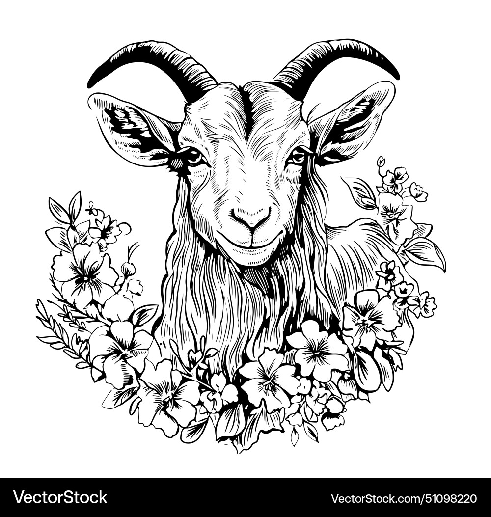 Goat hand drawn Royalty Free Vector Image - VectorStock