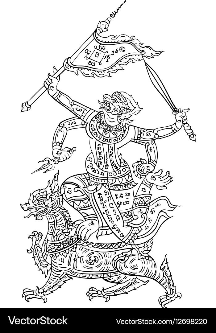 Hanuman Yantra Thai Art Royalty Free Vector Image