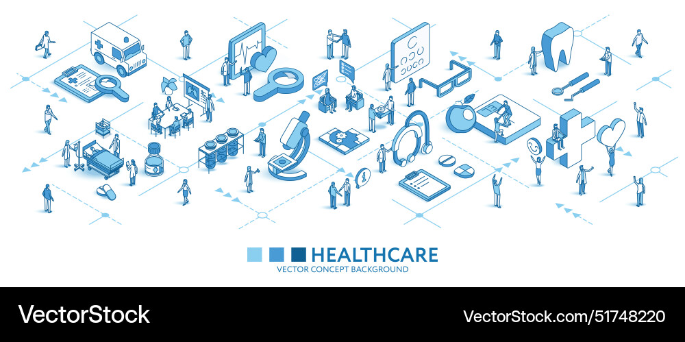 Healthcare clinic isometric seamless pattern Vector Image