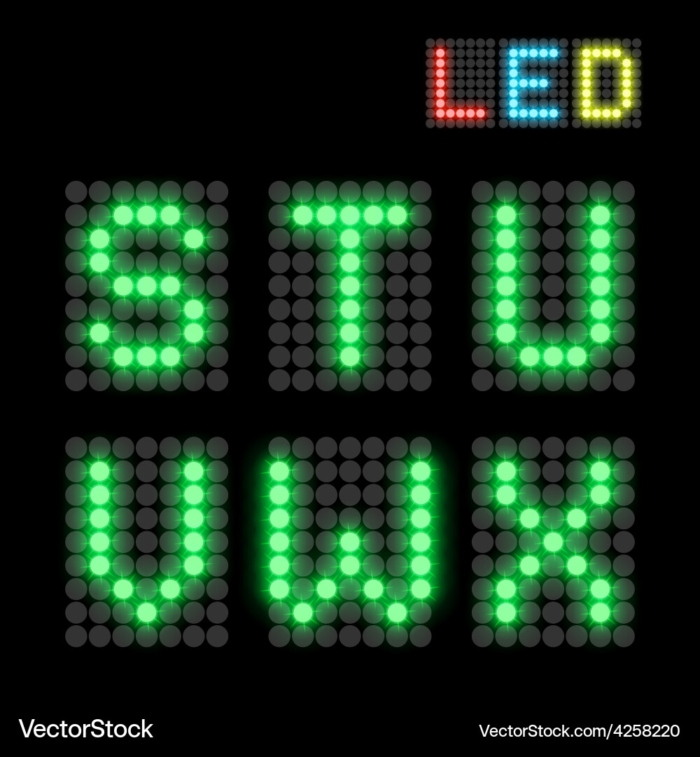 Led font Royalty Free Vector Image - VectorStock