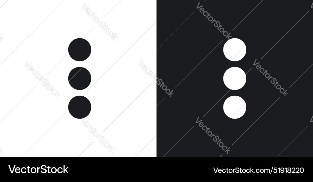 Menu dots icon set in solid black and white color Vector Image