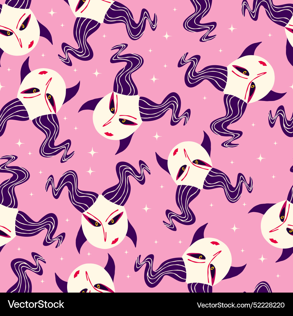 Pattern with angry strange demon Royalty Free Vector Image