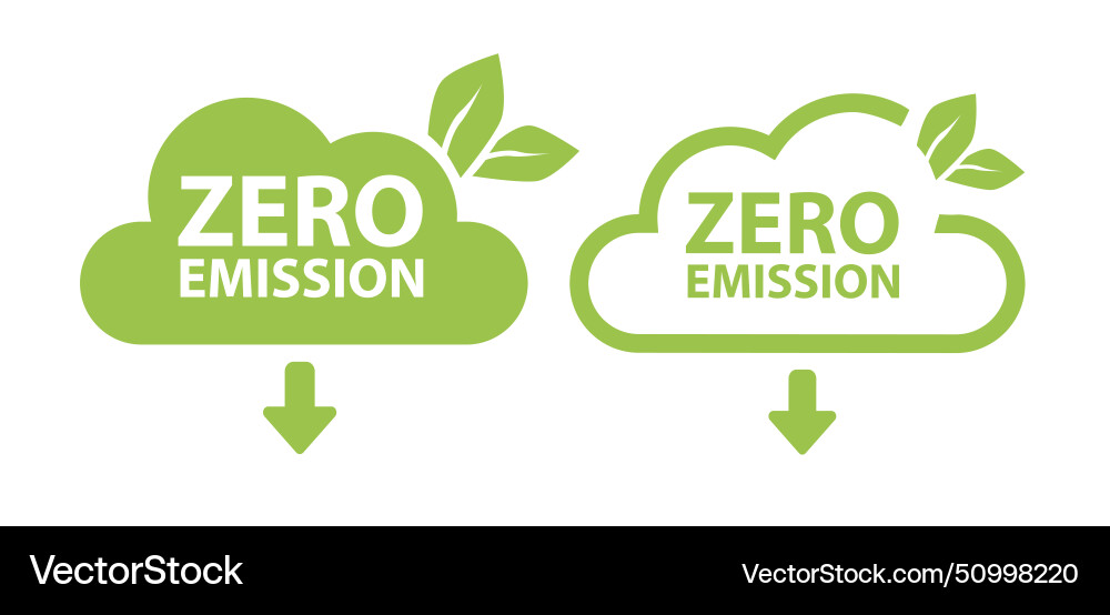 Zero emission net zero label stamp design leaves Vector Image