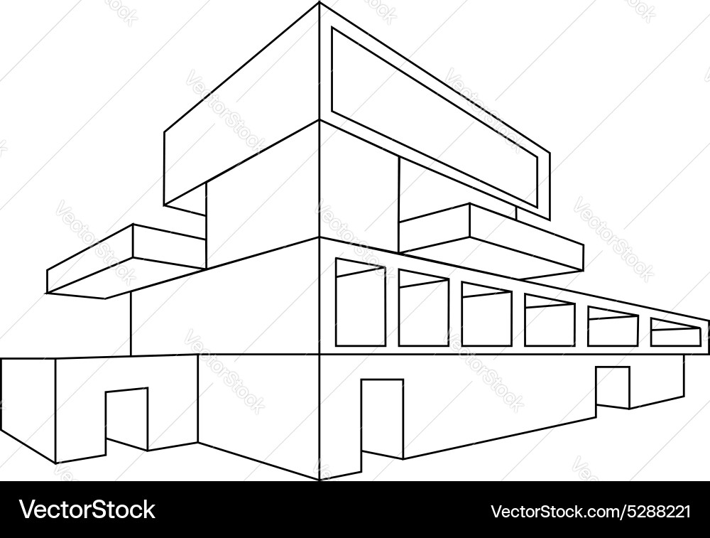 2d perspective drawing of a house Royalty Free Vector Image