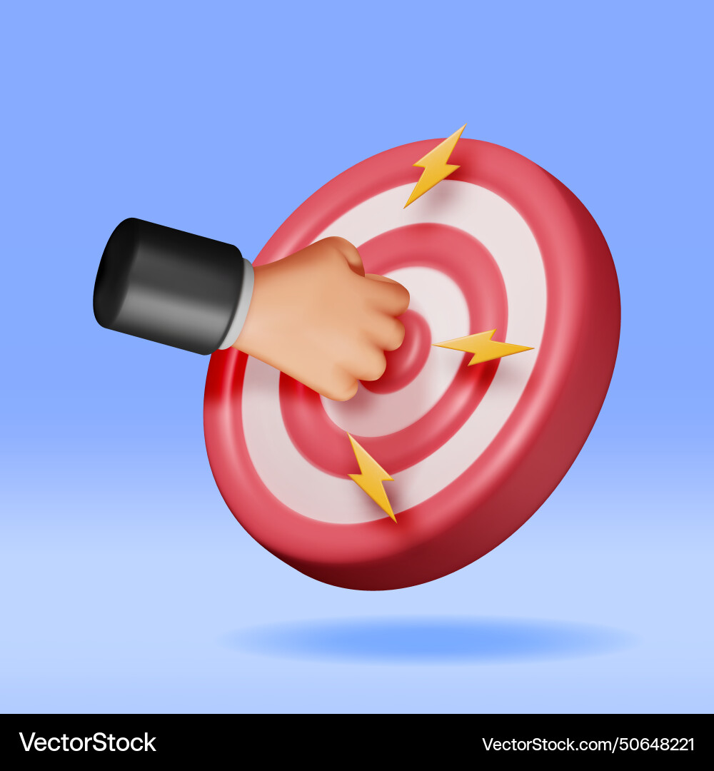 3d target with hand in center icon Royalty Free Vector Image