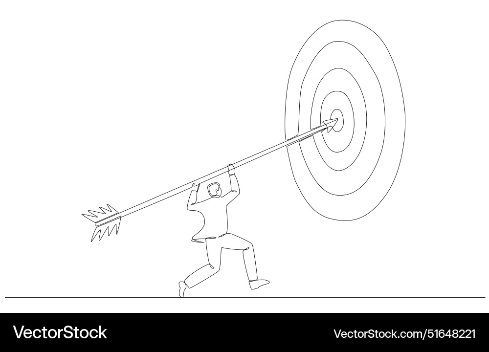 Businessman jumping to hit big target with arrow Vector Image