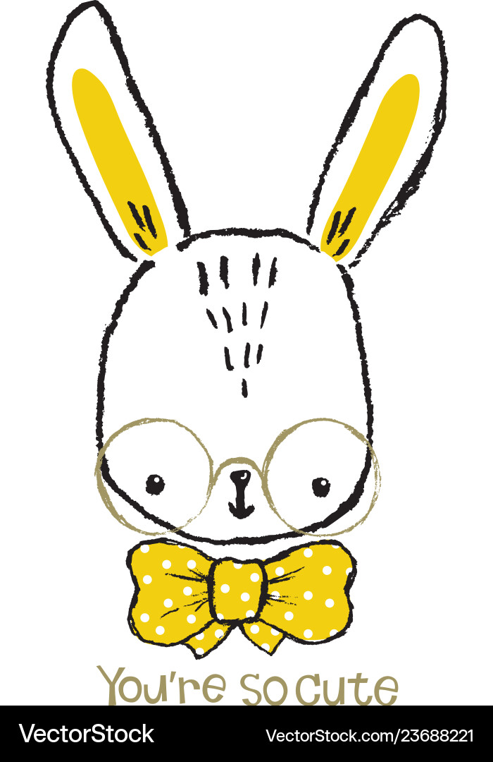 Cute bunny hand drawn portrait Royalty Free Vector Image