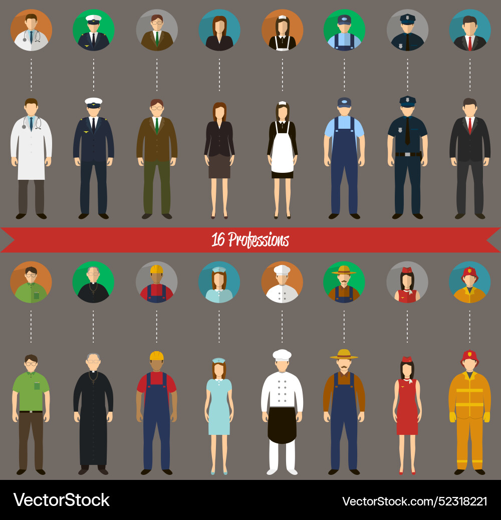 Occupation icon set people of different Royalty Free Vector