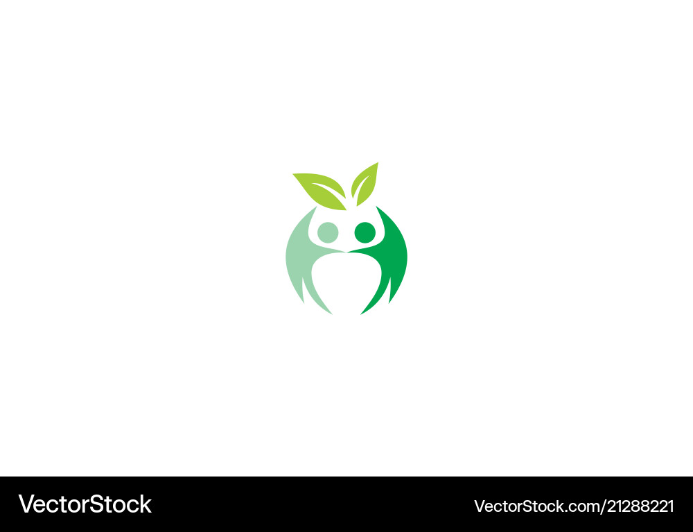 Partner green leaf organic logo Royalty Free Vector Image