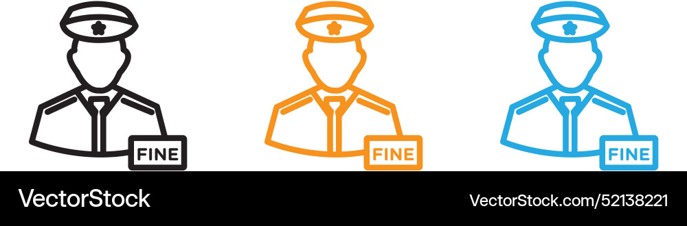 Police officer giving fine logo set collection Vector Image