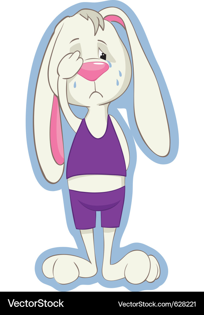 Sad rabbit bitterly sobs Royalty Free Vector Image