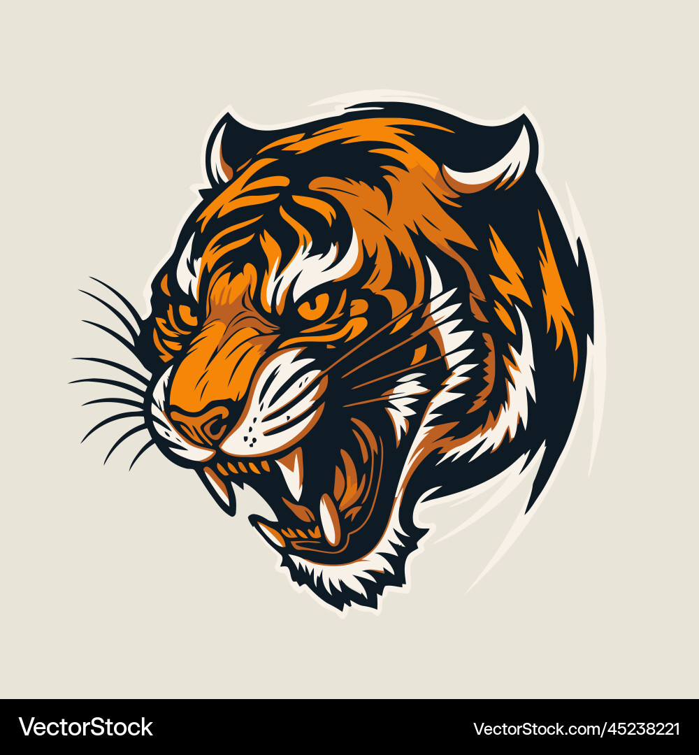 Tiger head logo icon mascot Royalty Free Vector Image