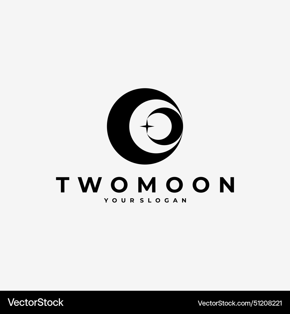 Two moon star night logo icon Royalty Free Vector Image