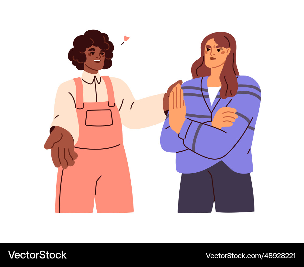 Unwanted unpleasant touch awkward uncomfortable Vector Image