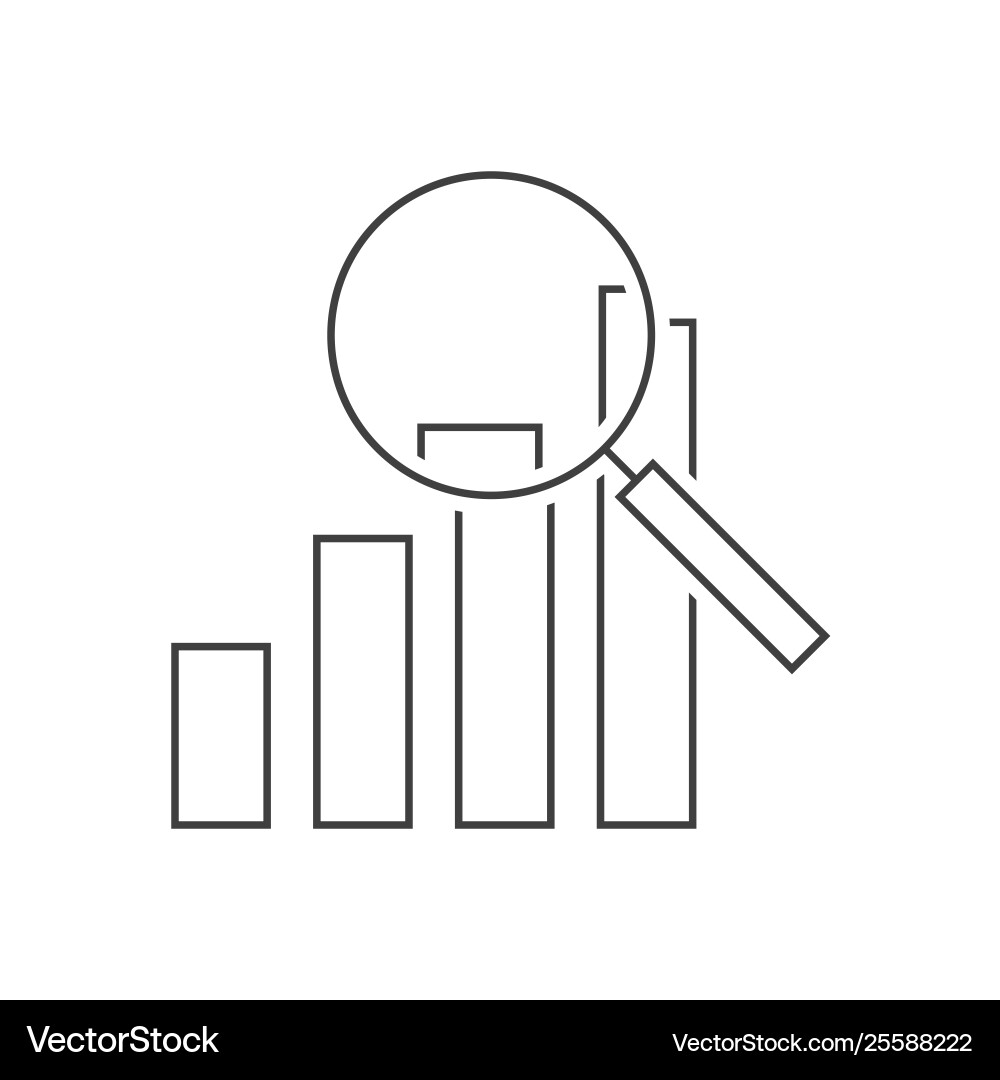 Analysis outline icon graph magnifying Royalty Free Vector