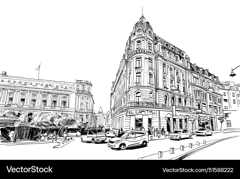 Bucharest romania hand drawn city sketch Vector Image