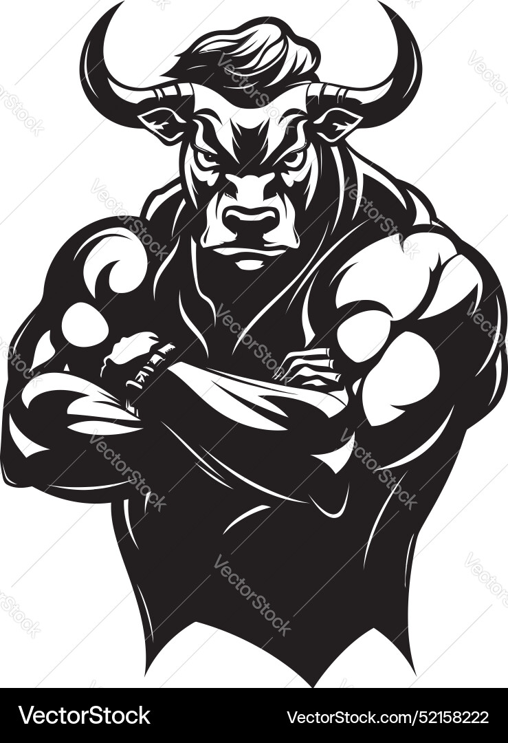 Cartoon charge playful bull logo dynamic doodle Vector Image