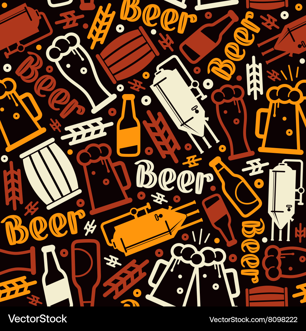 Craft beer brewery seamless pattern Royalty Free Vector