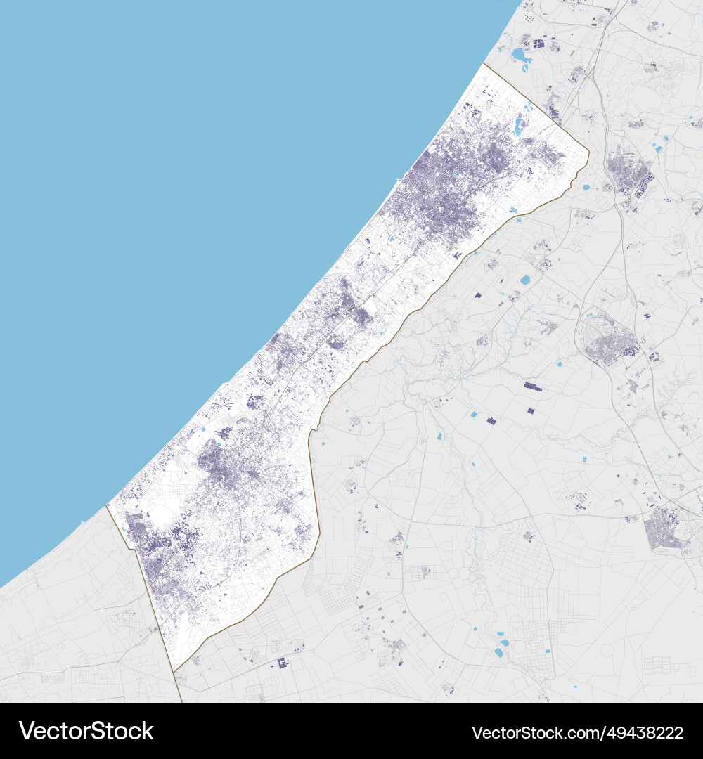 Gaza strip map detailed topography shape Vector Image