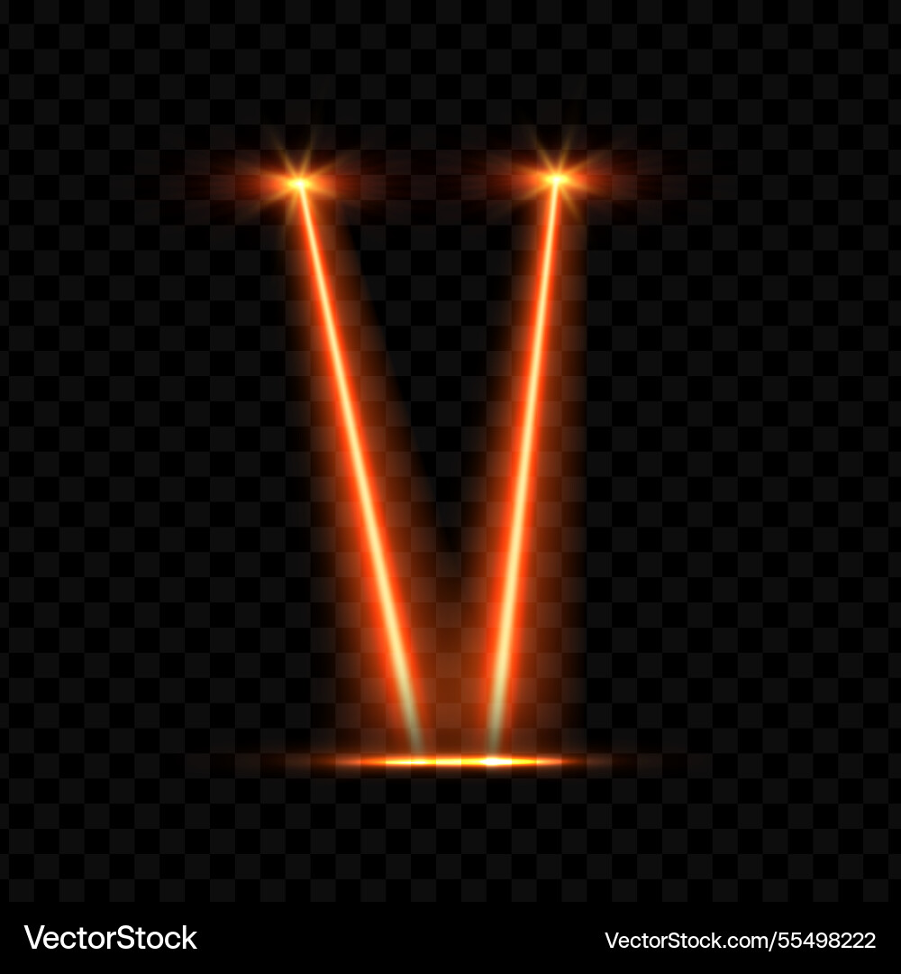 Laser beam orange neon double beams Royalty Free Vector