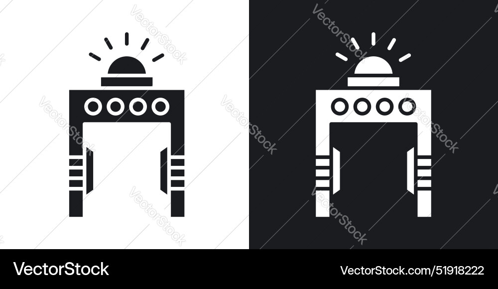 Metal detector icon set in solid black and white Vector Image