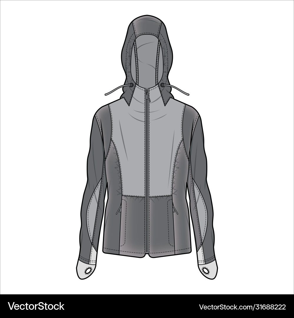 Outer jacket fashion flat sketch template4 Vector Image